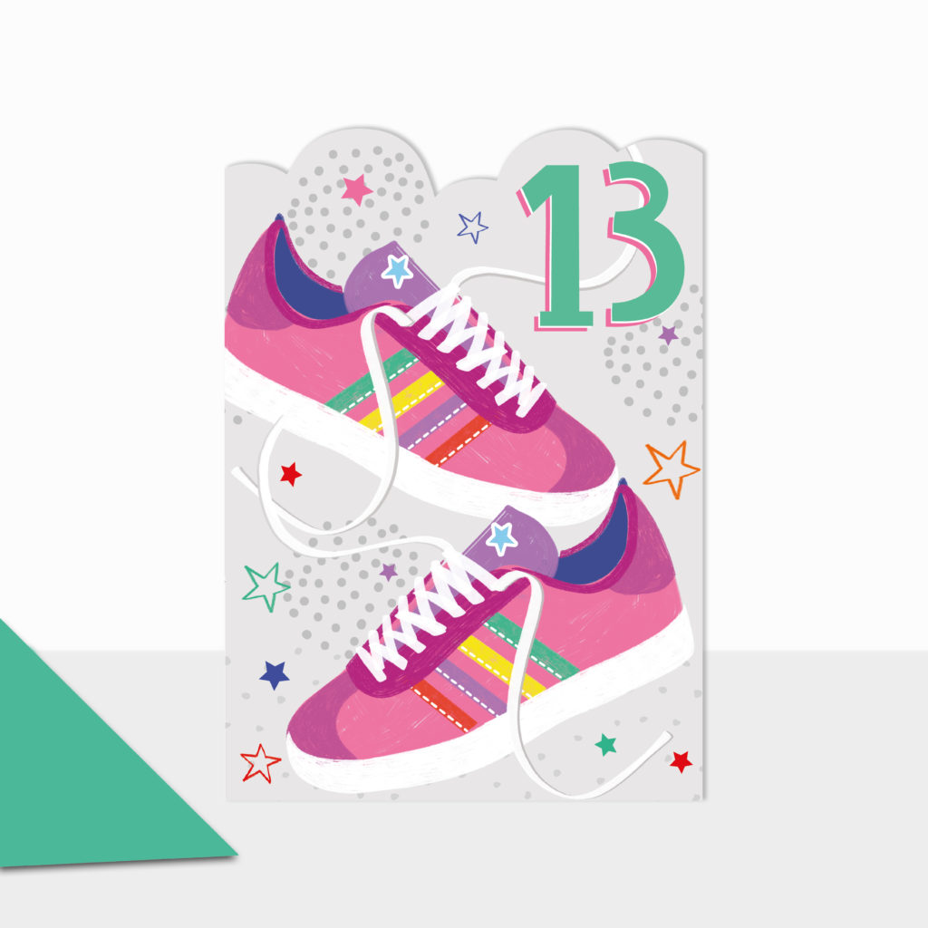 Artbox Girl Trainers 13th Birthday Card Laura Darrington Design